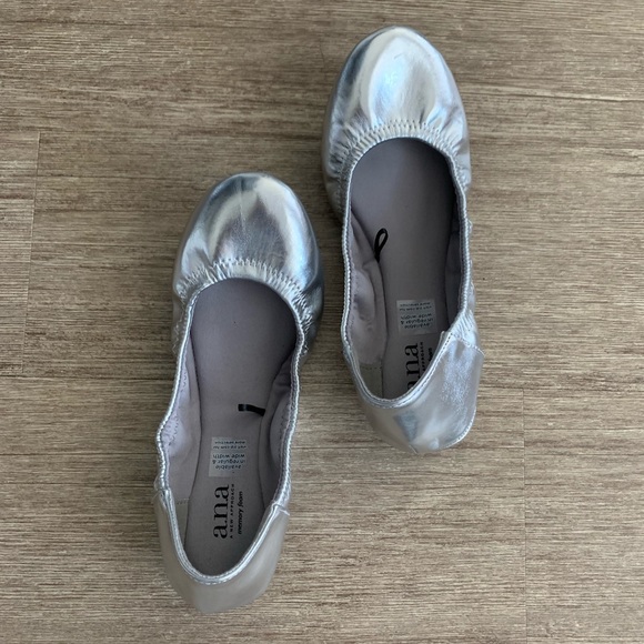 a.n.a | Shoes | Ana Memory Foam Silver Ballet Flats | Poshmark